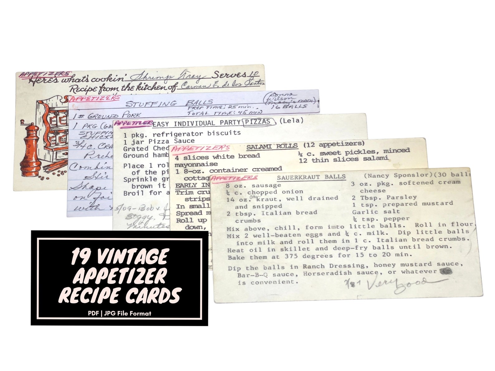 19 Antique Appetizers Recipes, Vintage Ephemera Pack, Vintage Recipe ...