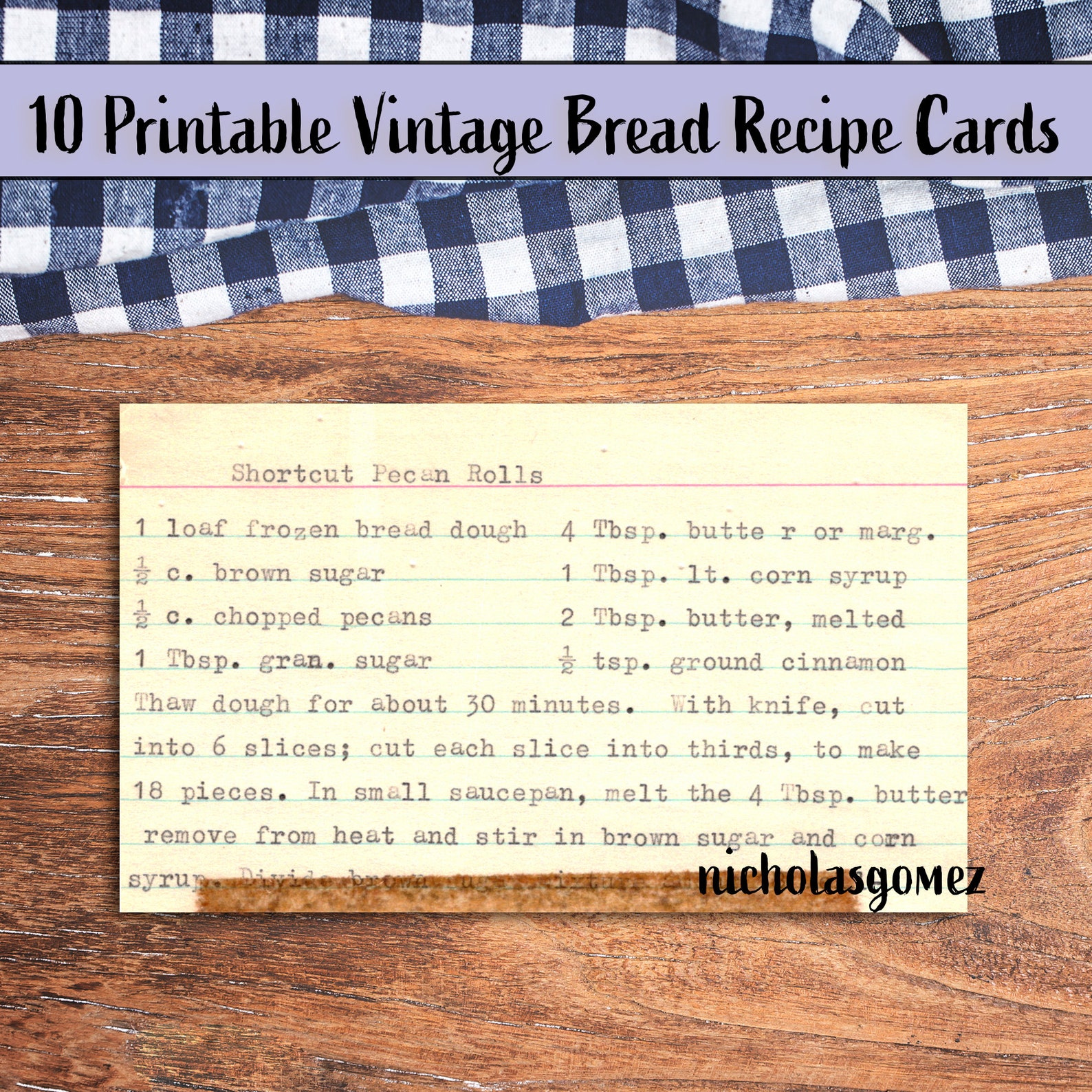 Instant Digital Download Vintage Bread Recipe Cards - Etsy