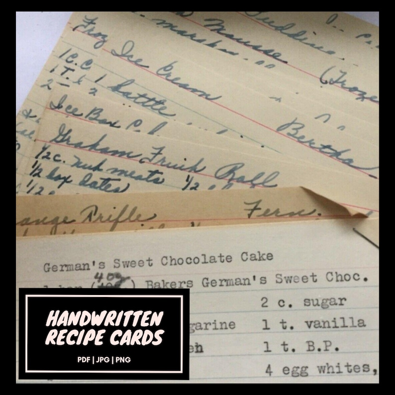 100 Vintage Recipe Cards: Handwritten & Typed (digital Download) - Etsy