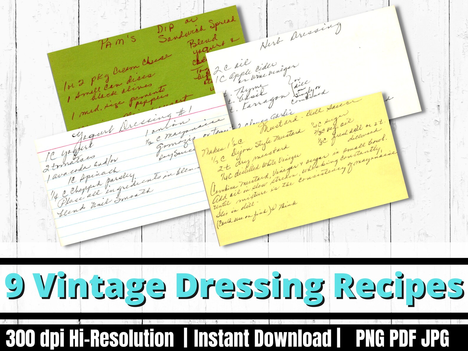 Antique Dressing Recipes, Vintage Ephemera Pack, Vintage Recipe Cards ...