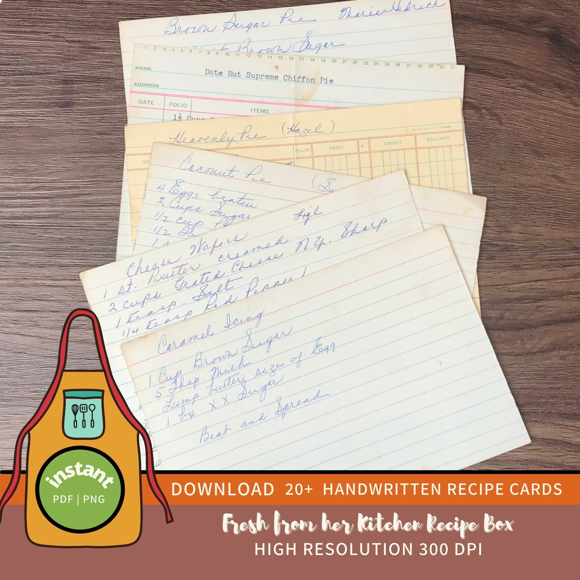 20 Pie Vintage Recipe Cards, Antique Recipes, Vintage Ephemera Pack ...