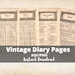 Vintage Diary Calendar Book, Pages for Scrapbook, Junk Journal, Mixed ...