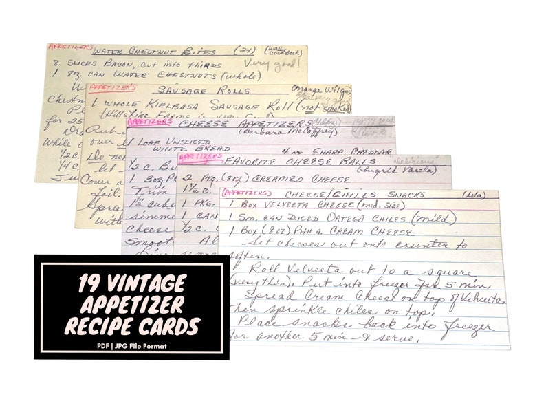 19 Antique Appetizers Recipes, Vintage Ephemera Pack, Vintage Recipe ...