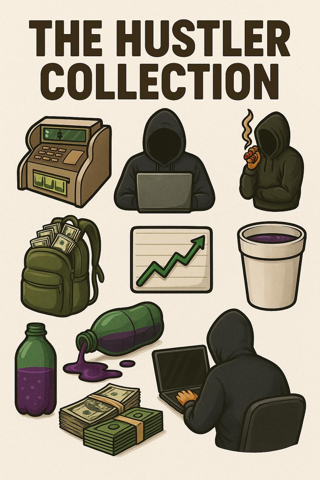 Hustle Clipart Bundle – 20 Pngs | Hooded Figures, Money, Double Cup ...