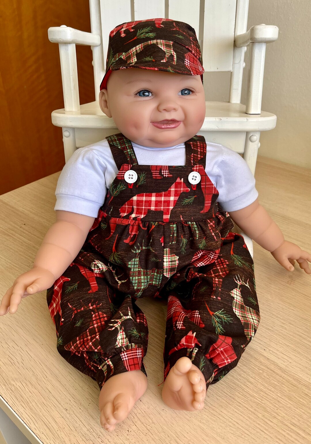 Plaid Animals Overalls for 22 Doll by Paradise Galleries - Etsy