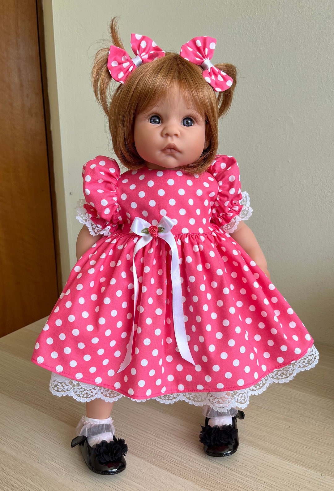 Fuchsia Polka Dots Dress, Will Fit 20-22 Lee Middleton Toddler Dolls ...