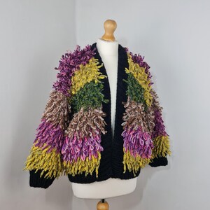 Loopy Knit Cardigan With Pockets - Hand Knit British Wool Cardi, Size ...