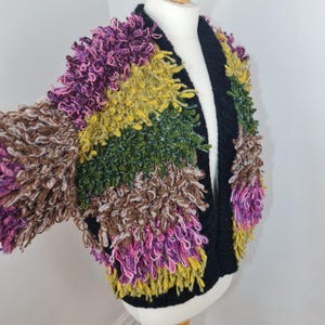 Loopy Knit Cardigan With Pockets - Hand Knit British Wool Cardi, Size ...