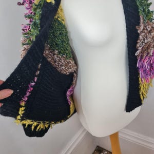 Loopy Knit Cardigan With Pockets - Hand Knit British Wool Cardi, Size ...