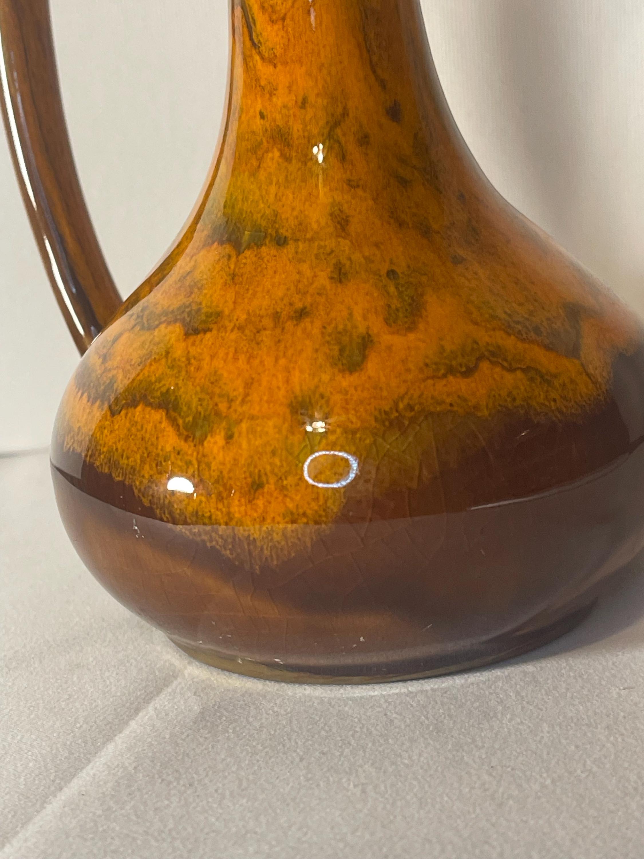 Vintage Mid Century Modern Yellow Drip Glaze Ewer Pitcher Vase Art ...