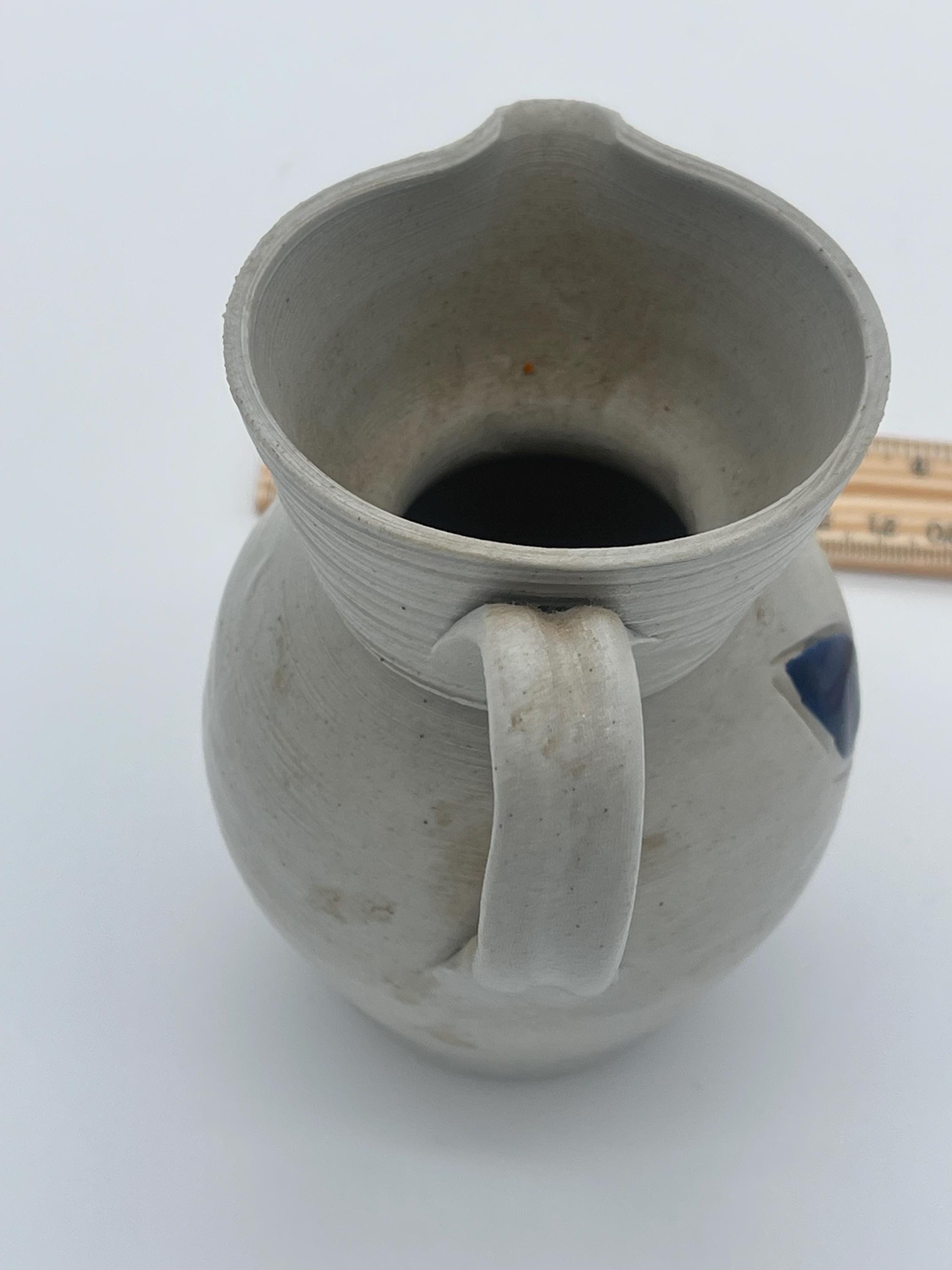 Vintage Williamsburg Pottery Blue & Grayish White Kitchen Pitcher ...