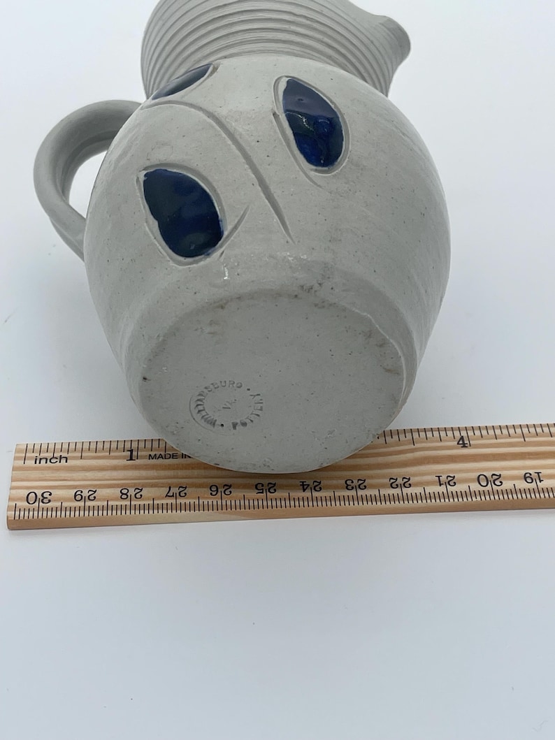 Vintage Williamsburg Pottery Blue & Grayish White Kitchen Pitcher ...