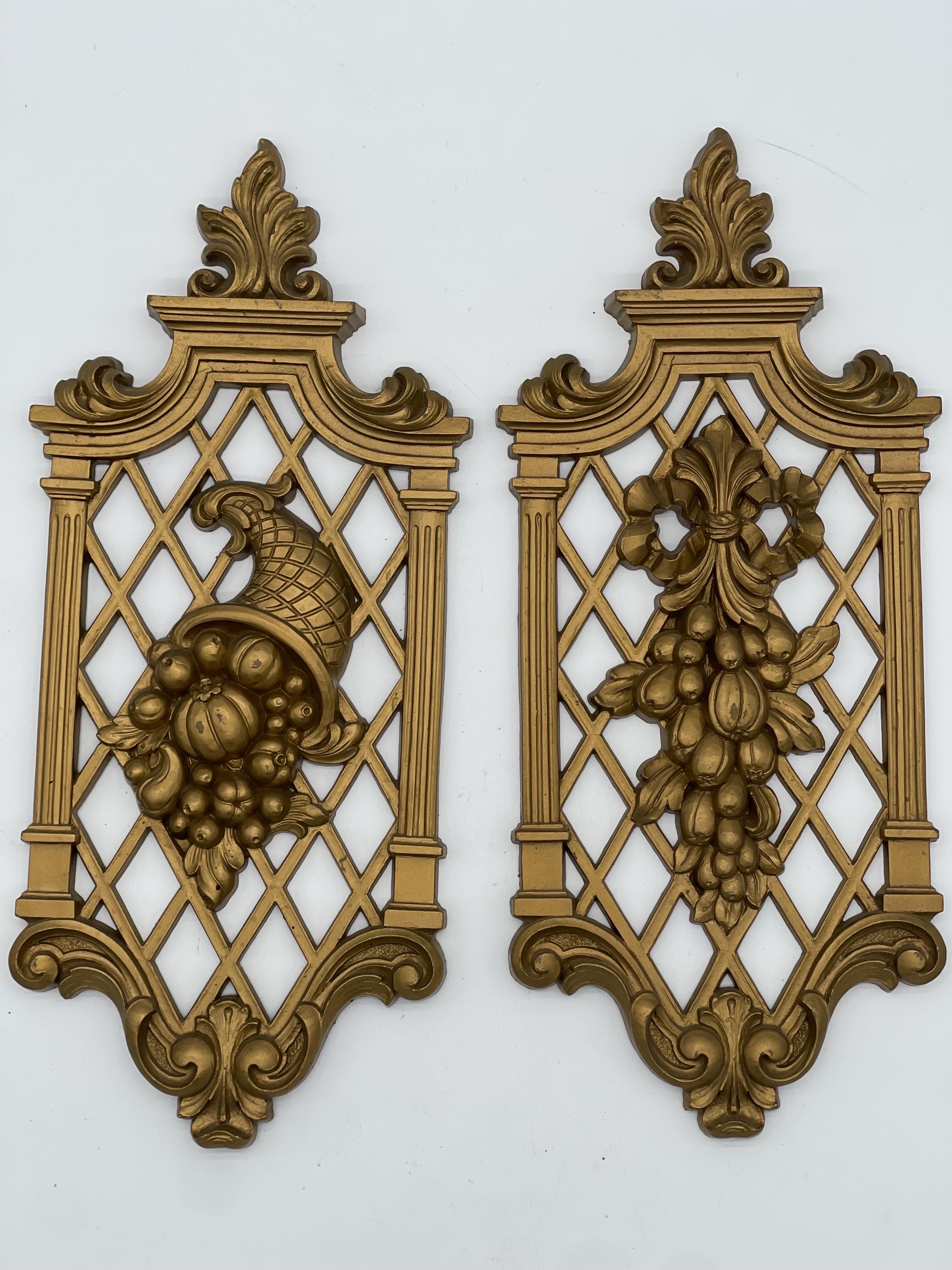 Vintage Syroco Homco 1970's Gold Wall Decor Set of 2 - Etsy