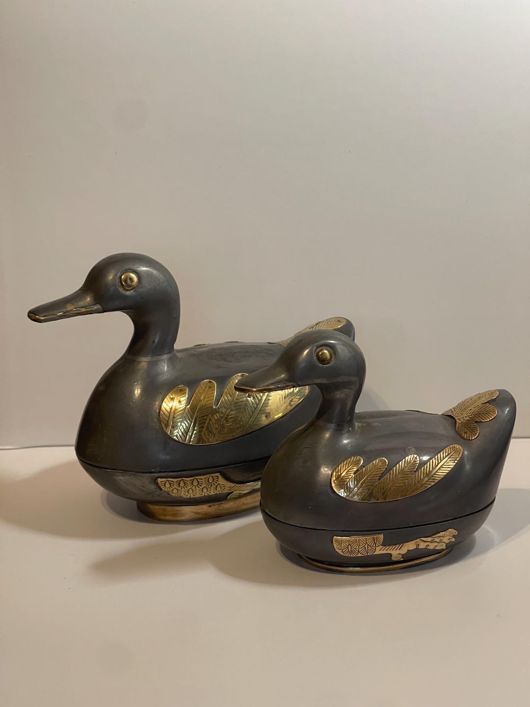 Solid Pewter and Brass Duck Trinkets Set of 2 - Etsy