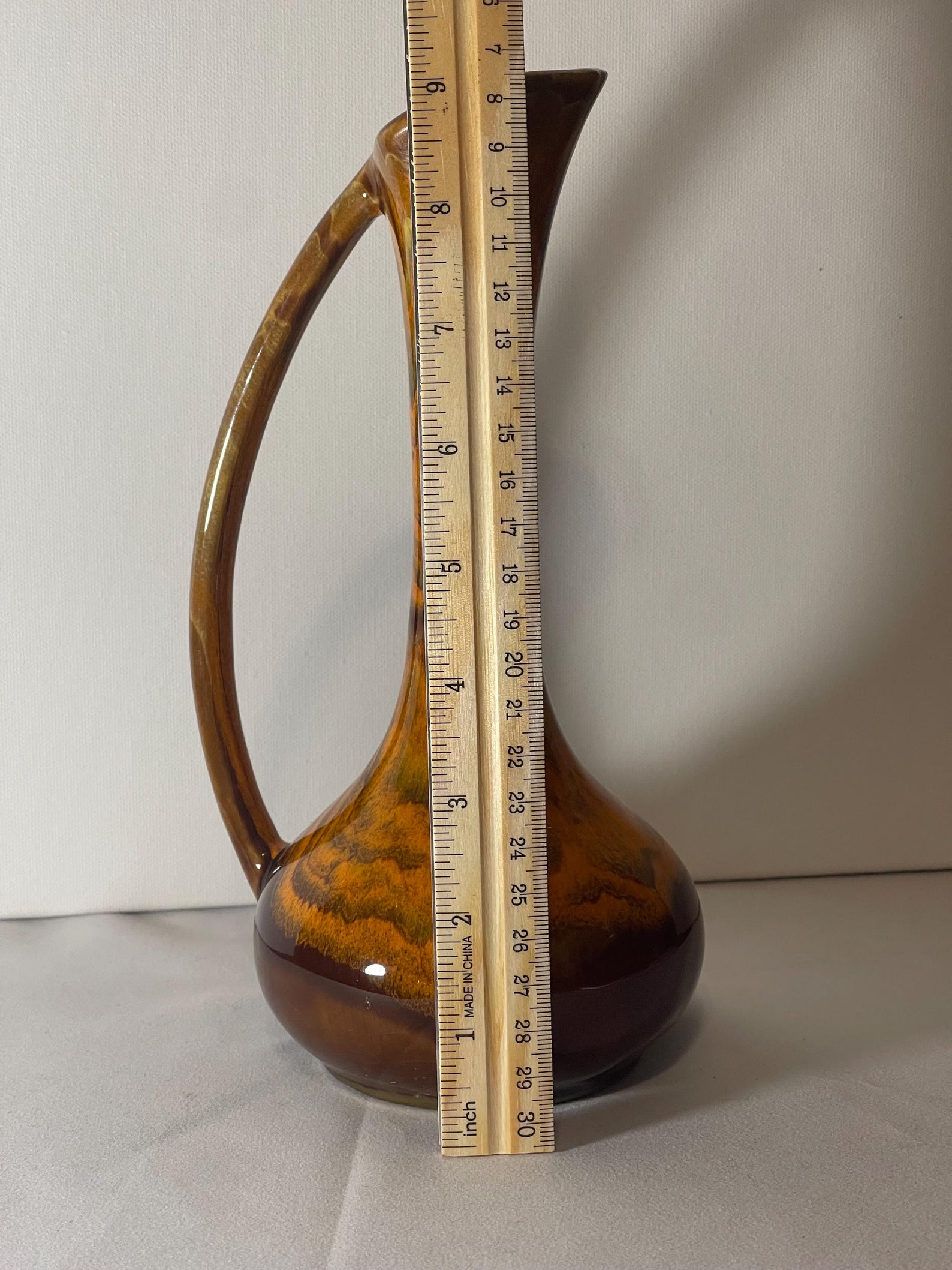 Vintage Mid Century Modern Yellow Drip Glaze Ewer Pitcher Vase Art ...