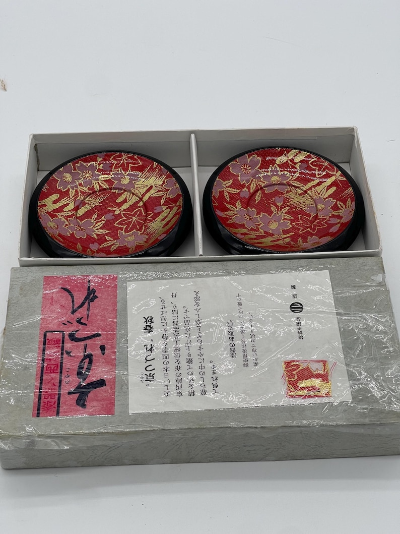 Urushi Ware Traditional Japanese Lacquerware Coaster With Fabric Inlay ...