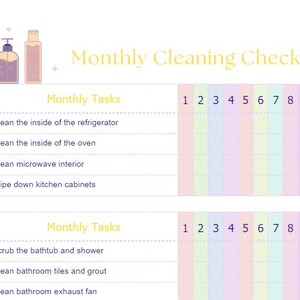 Daily and Monthly Cleaning List - Etsy