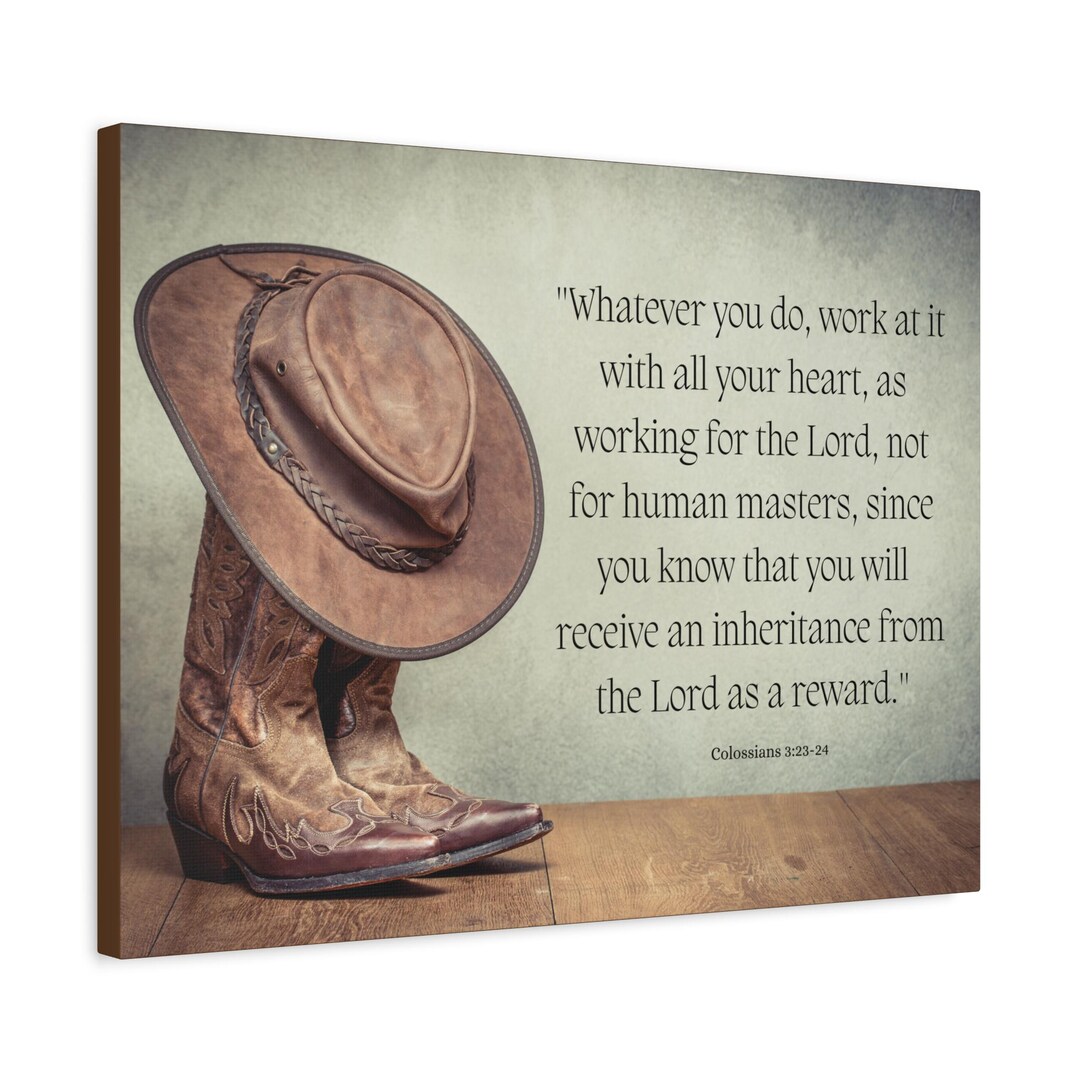 Colossians 3:23 Bible Verse Scripture Western Christian Cowboy Canvas ...