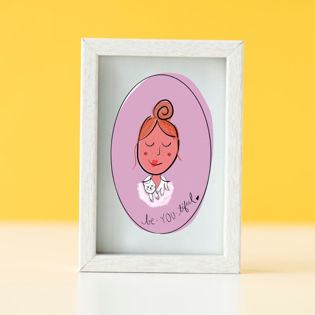 Self Care Art Print Red Head Art Print Inspirational Art - Etsy