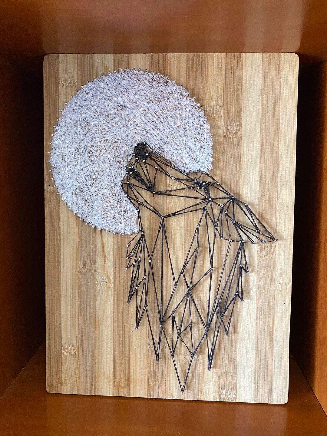 Wolf and Moon Thread Painting. String Art. Thread Art. Decoration ...