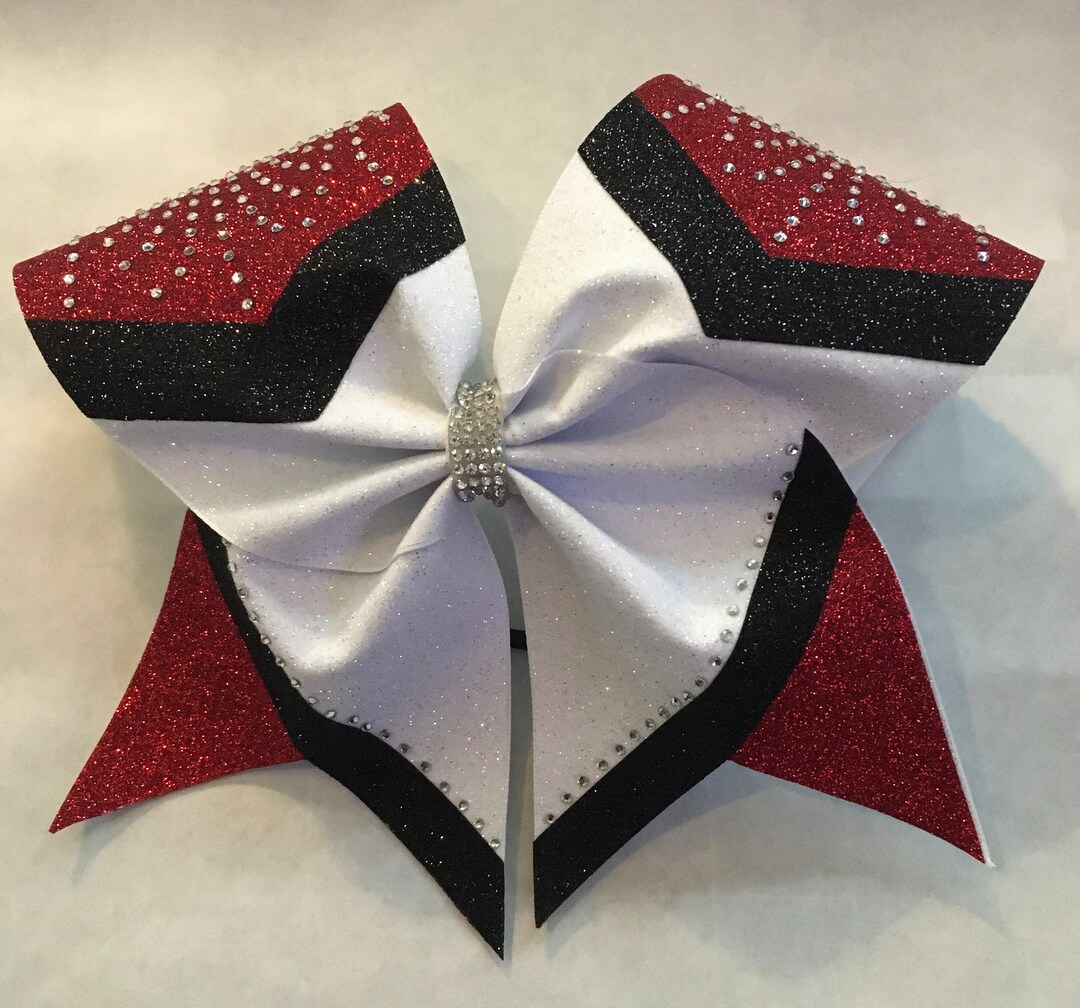 3" Texas Size Cheer Bow Glitter Base - Personalized Trim Ends - Squad ...