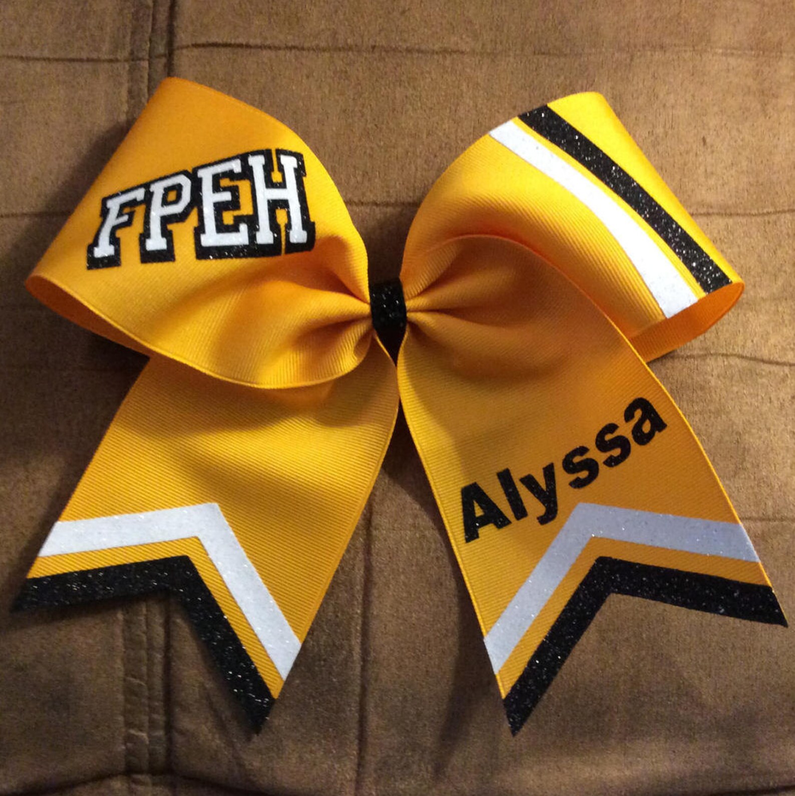 Personalized Custom Texas Size Cheer Bow - Single Layer - Trimed Ends ...