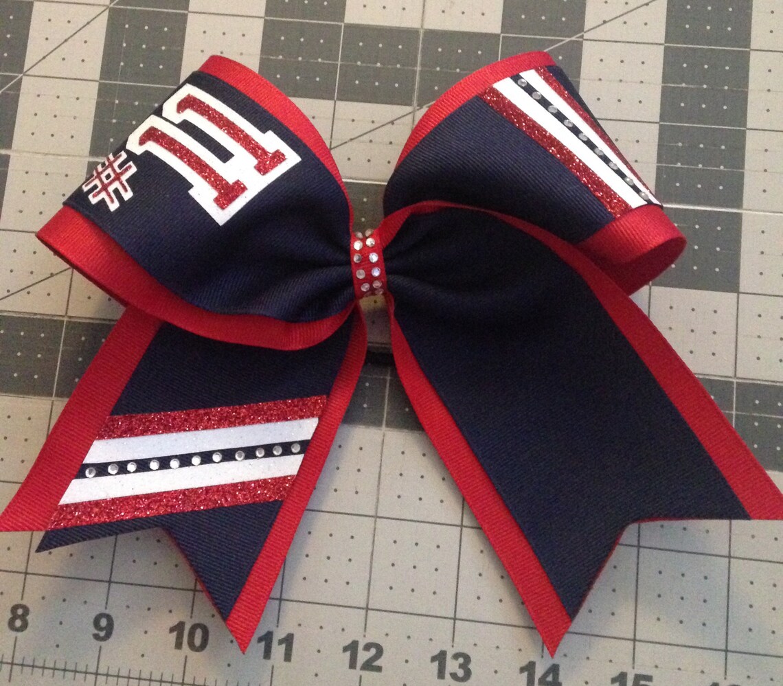 Personalized 3" Texas Size Cheer Bow - Double Layer - Stripe ...