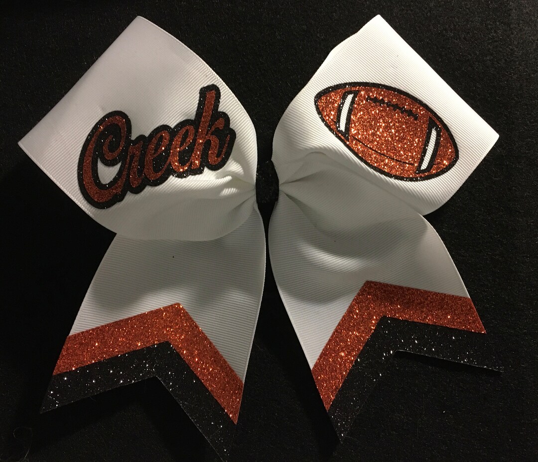 Football Cheer Bow White Orange Black - Etsy