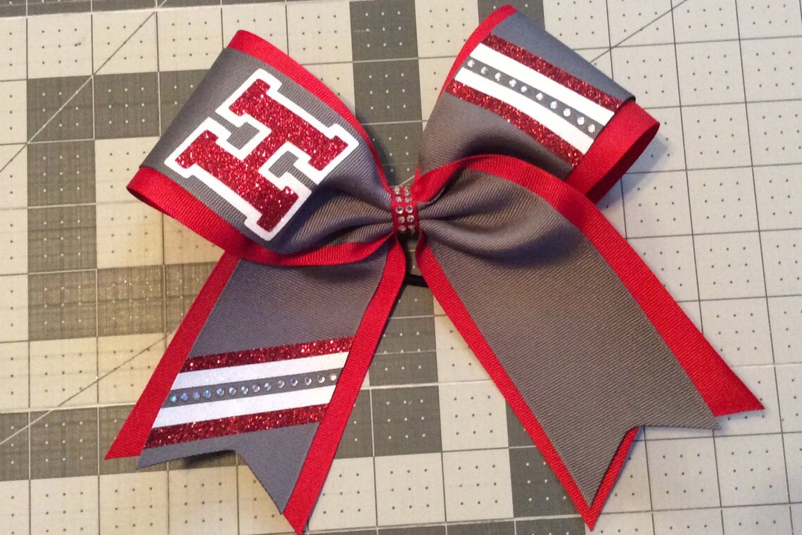 Personalized 3" Texas Size Cheer Bow - Double Layer - Stripe ...