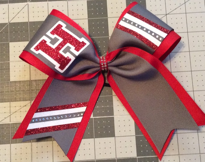Personalized 3" Texas Size Cheer Bow - Double Layer - Stripe ...