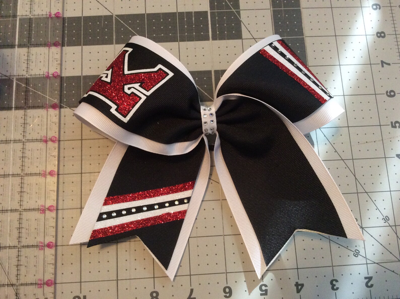 Personalized 3" Texas Size Cheer Bow - Double Layer - Stripe ...