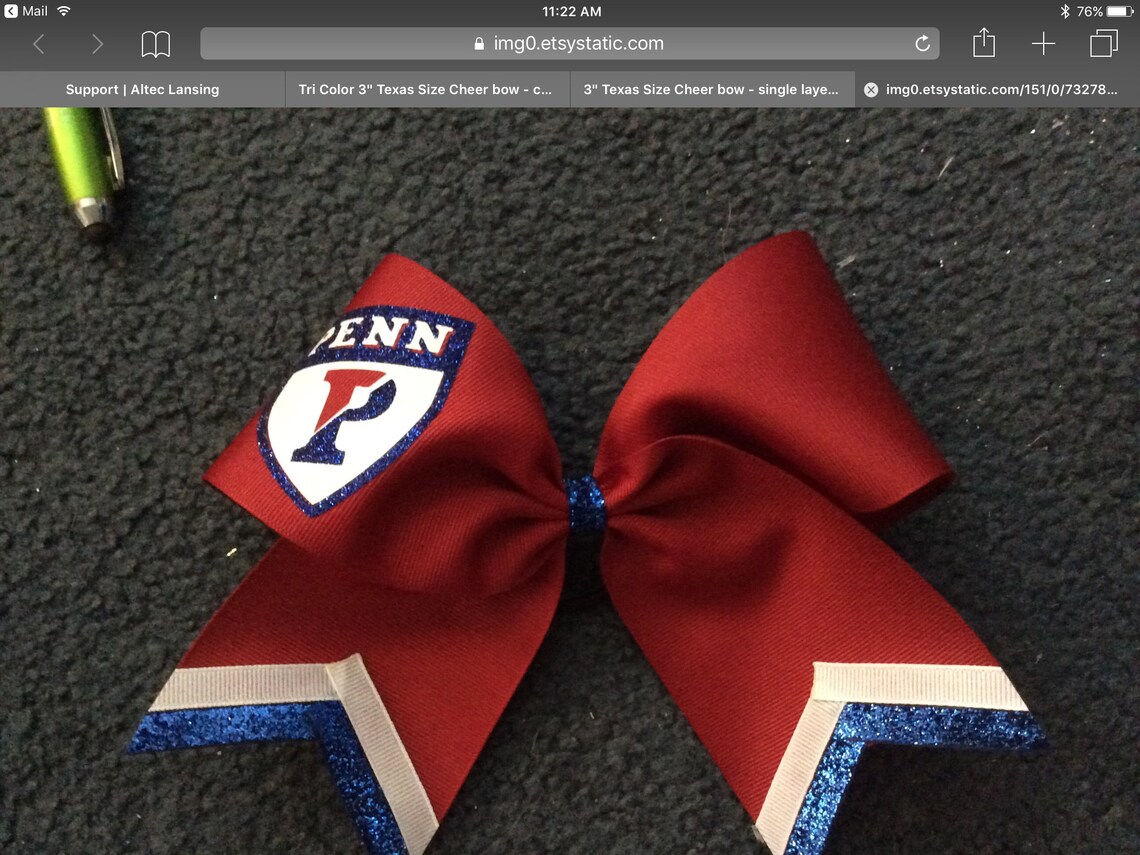 Personalized 3" Texas Size Cheer Bow - Single Layer - Trimed Ends ...
