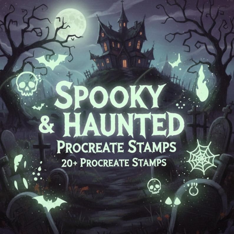 Spooky & Haunted Procreate Stamp Pack. 20+ Stamps - Etsy