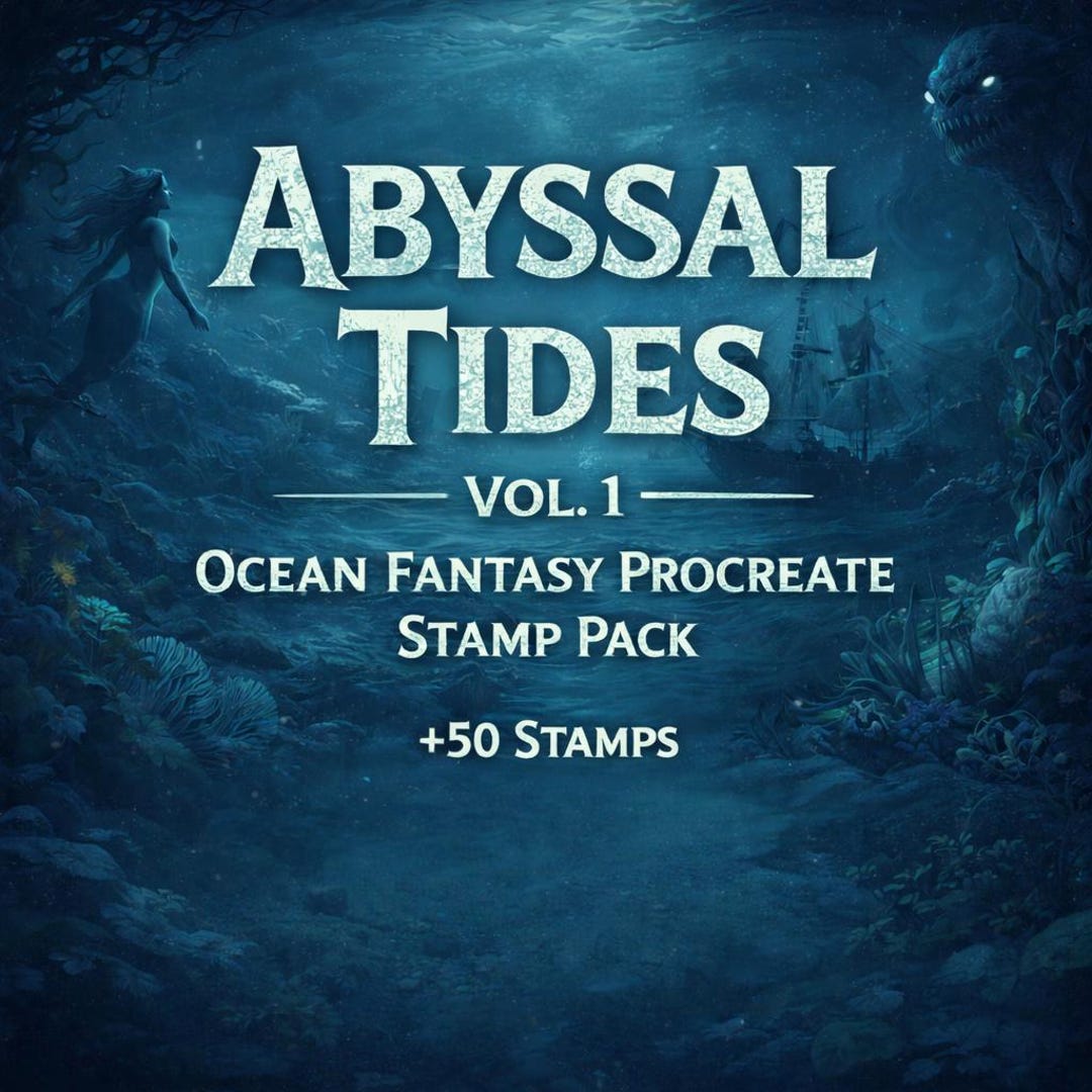 Ocean Fantasy Procreate Stamp Pack — Abyssal Tides Vol. 1 (waves ...