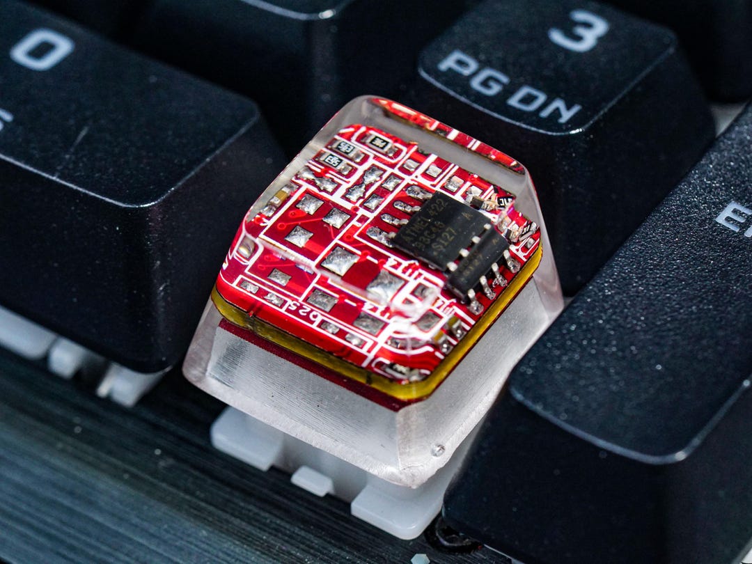 Artisan Resin Circuit Board Keycap, RED Transparent Artisan Keycap ...