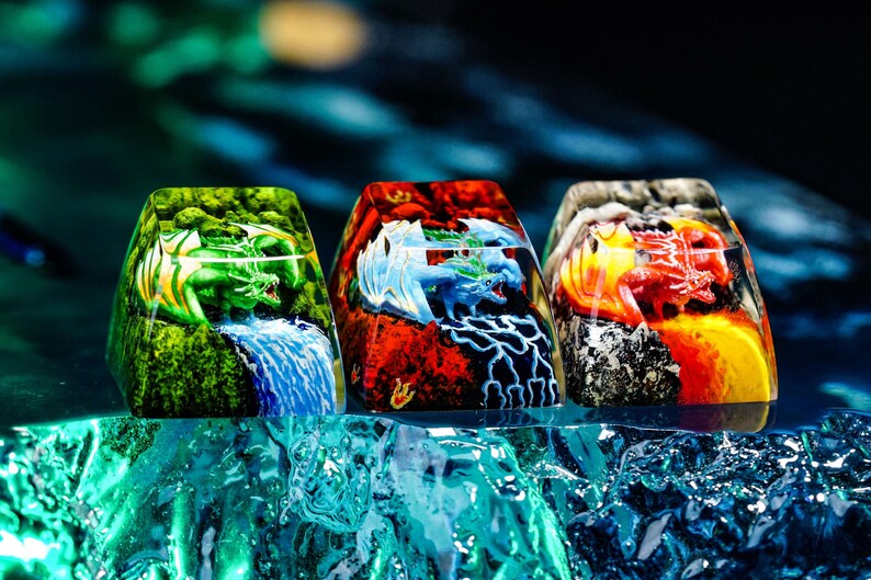 Artisan FIRE Dragon ESC Keycap, Custom Handmade Red Keycaps, Anime ...