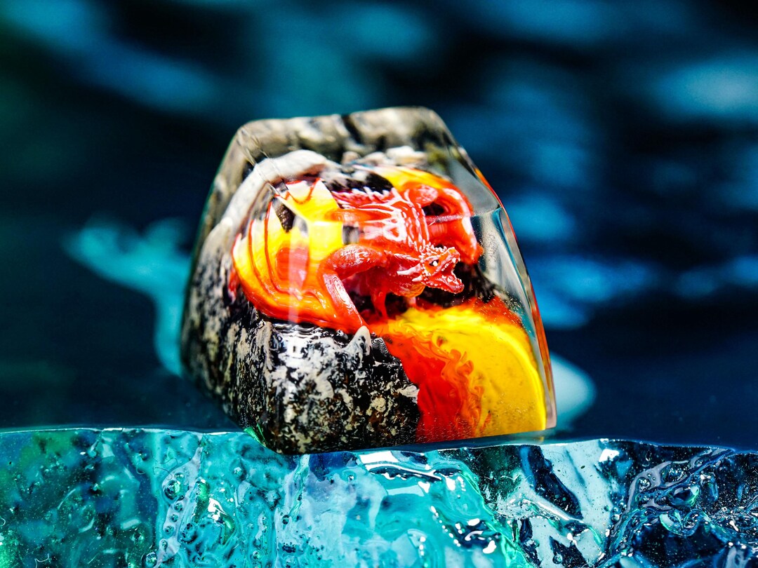 Artisan FIRE Dragon ESC Keycap, Custom Handmade Red Keycaps, Anime ...