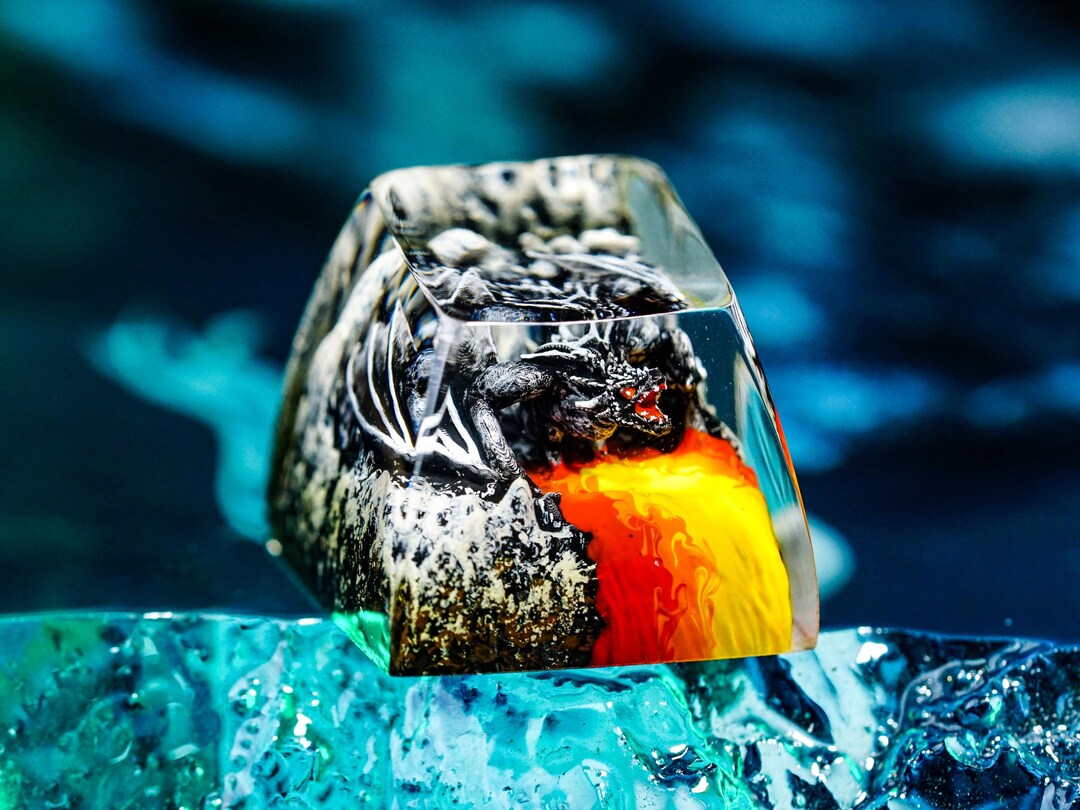 Artisan DARK Dragon ESC Keycap Combo, Custom Handmade Black Keycaps ...