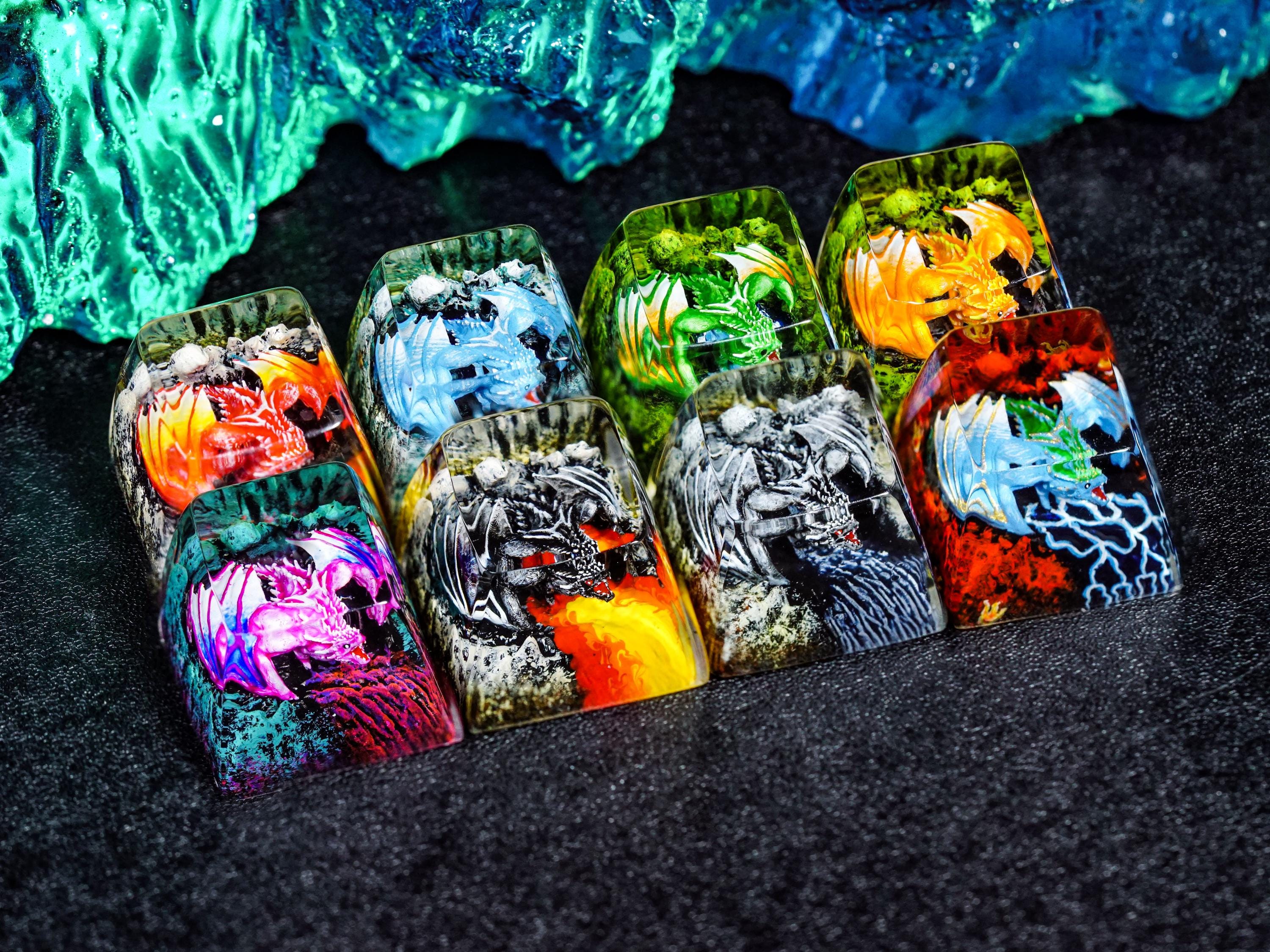 Artisan FIRE Dragon ESC Keycap, Custom Handmade Red Keycaps, Anime ...