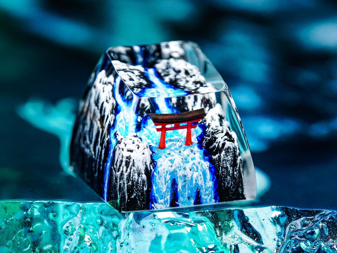 Artisan WINTER Torii Gate Keycap, Mystical Forest Green Resin Keycaps ...