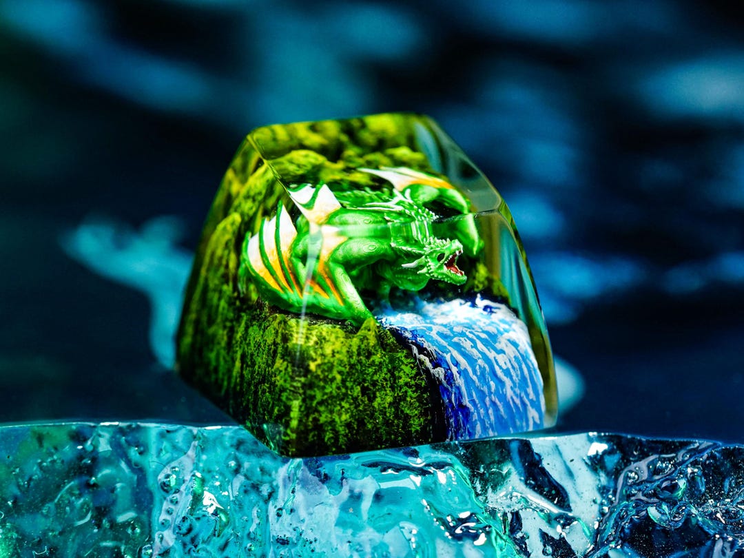 Artisan GREEN Dragon ESC Keycap, Custom Handmade Green Keycaps, Anime ...