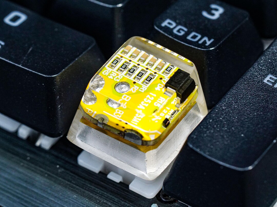 Artisan Resin Circuit Board Keycap, YELLOW Transparent Artisan Keycap ...