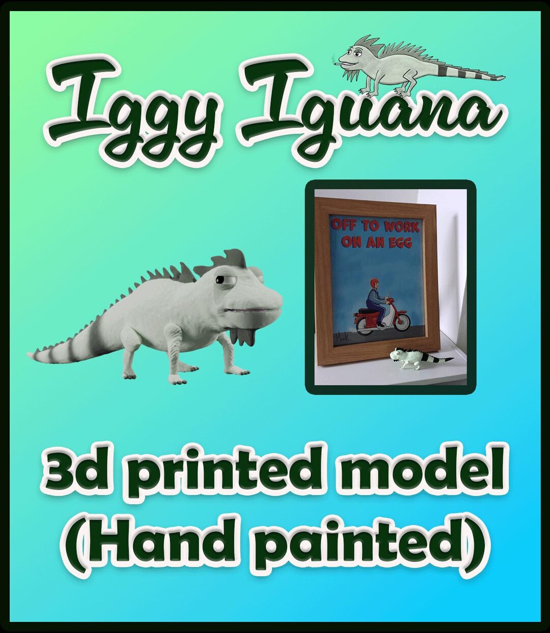 Iggy Iguana 3d Printed Model (hand Painted) - Etsy