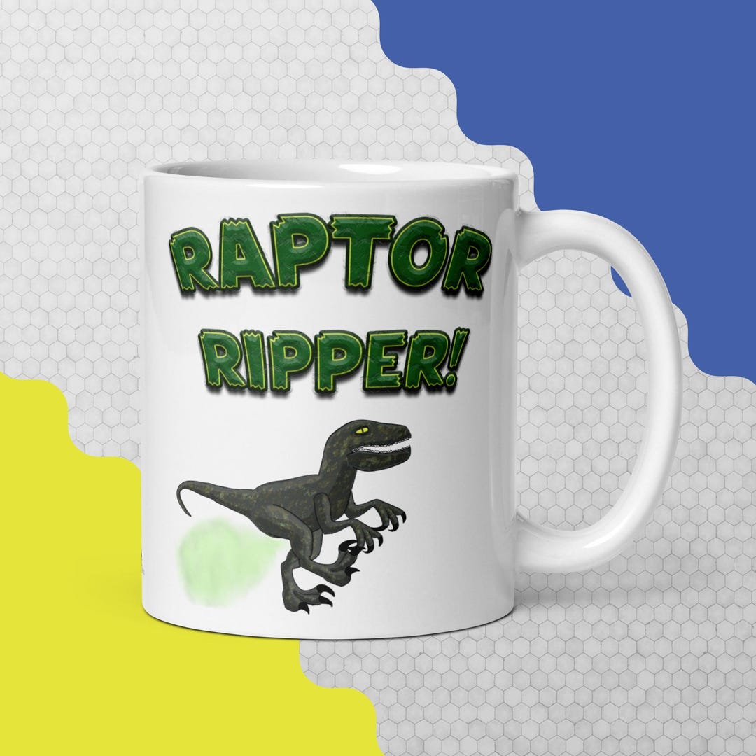 Raptor Ripper! by Cliffcographics - White Glossy Mug - Etsy