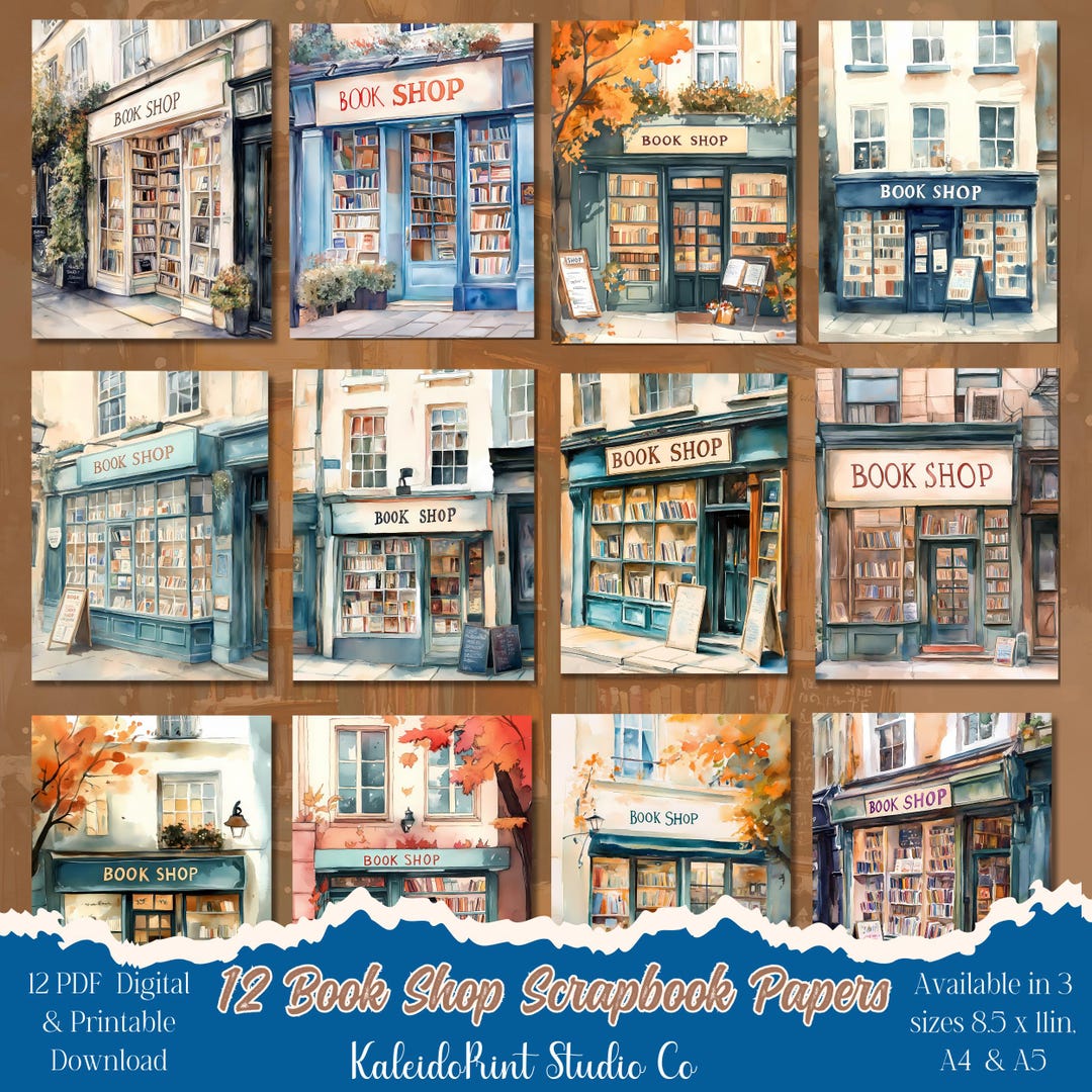 Bookshop Printable, Book Shop Storefront Printable Pages, Scrapbook ...