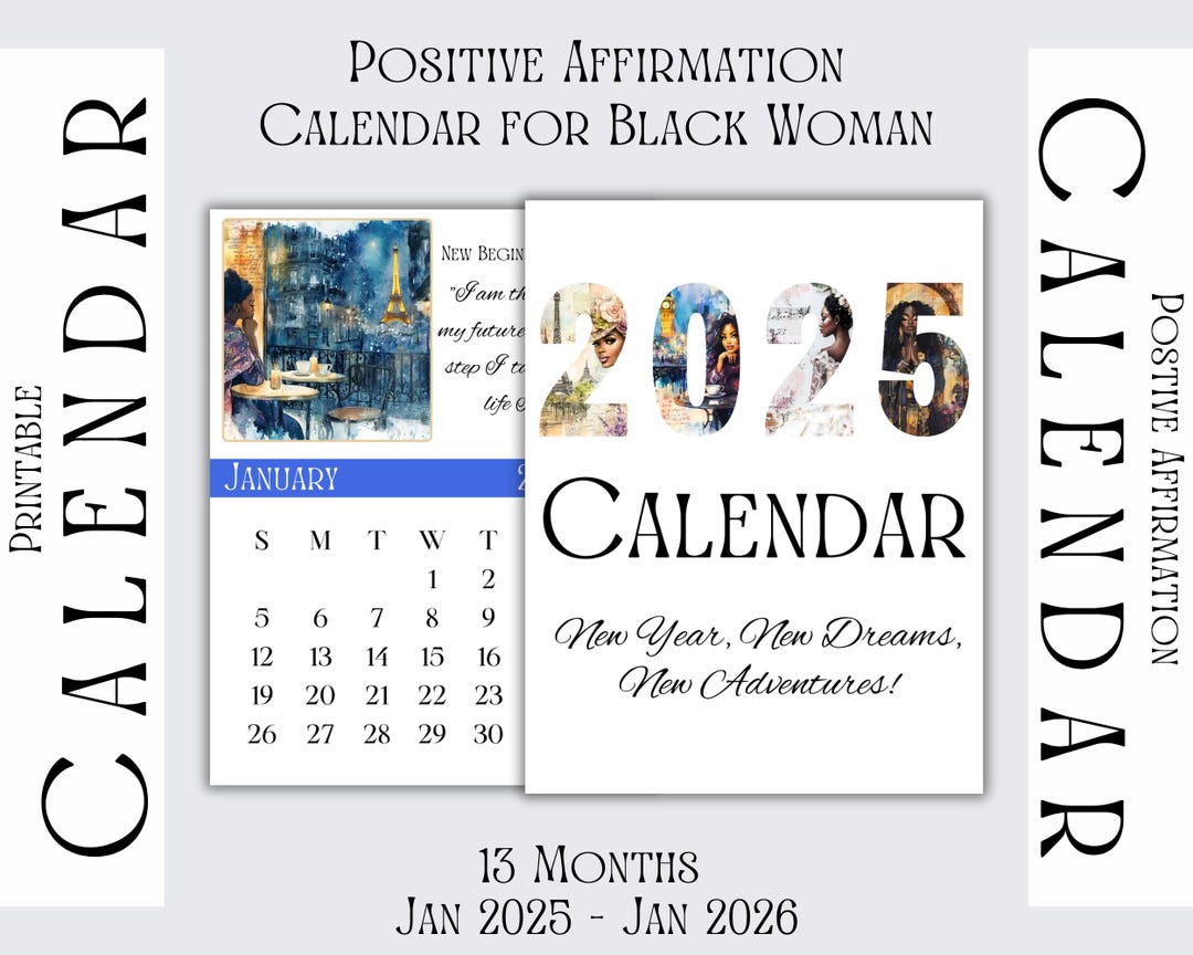 Empowering 2025 Printable Calendar for Black Queens, Positive ...