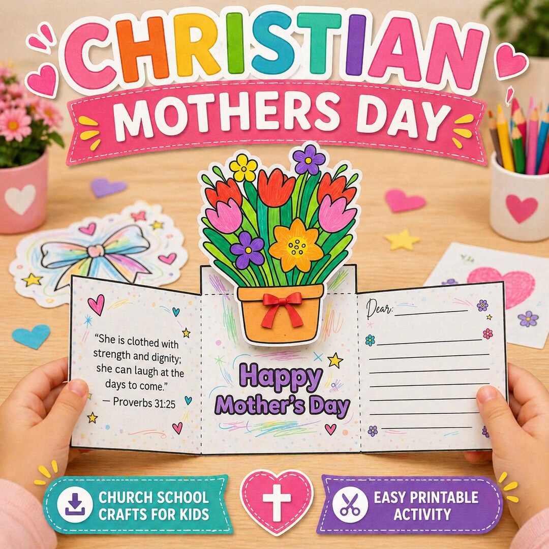 Bible Mother's Day Card Craft for Kids, Christian Coloring Activity PDF ...