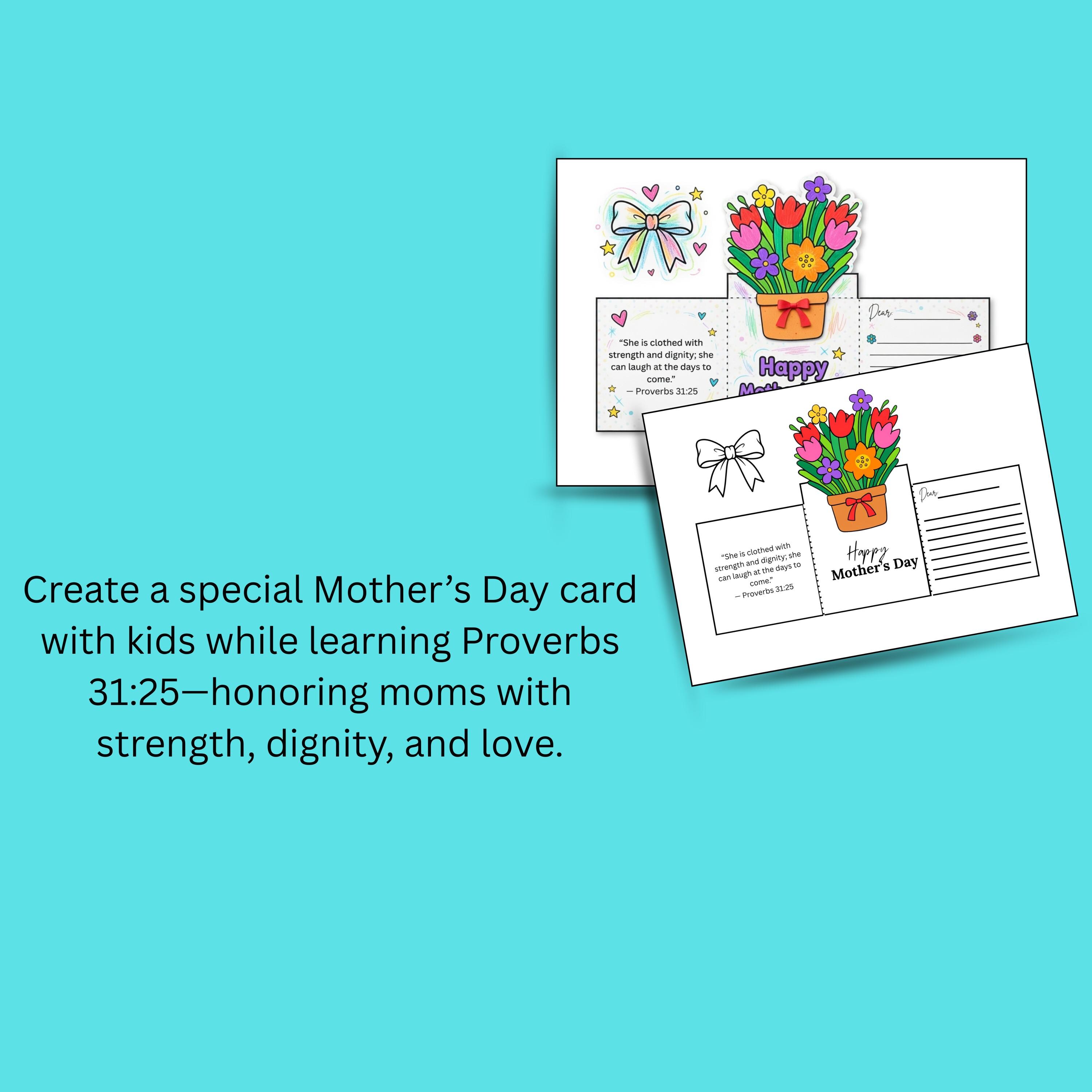 Bible Mother's Day Card Craft for Kids, Christian Coloring Activity PDF ...