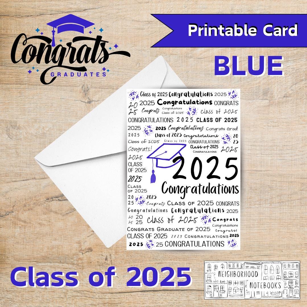 Printable Graduation Card Class of 2025 Graduation Card Print at Home ...