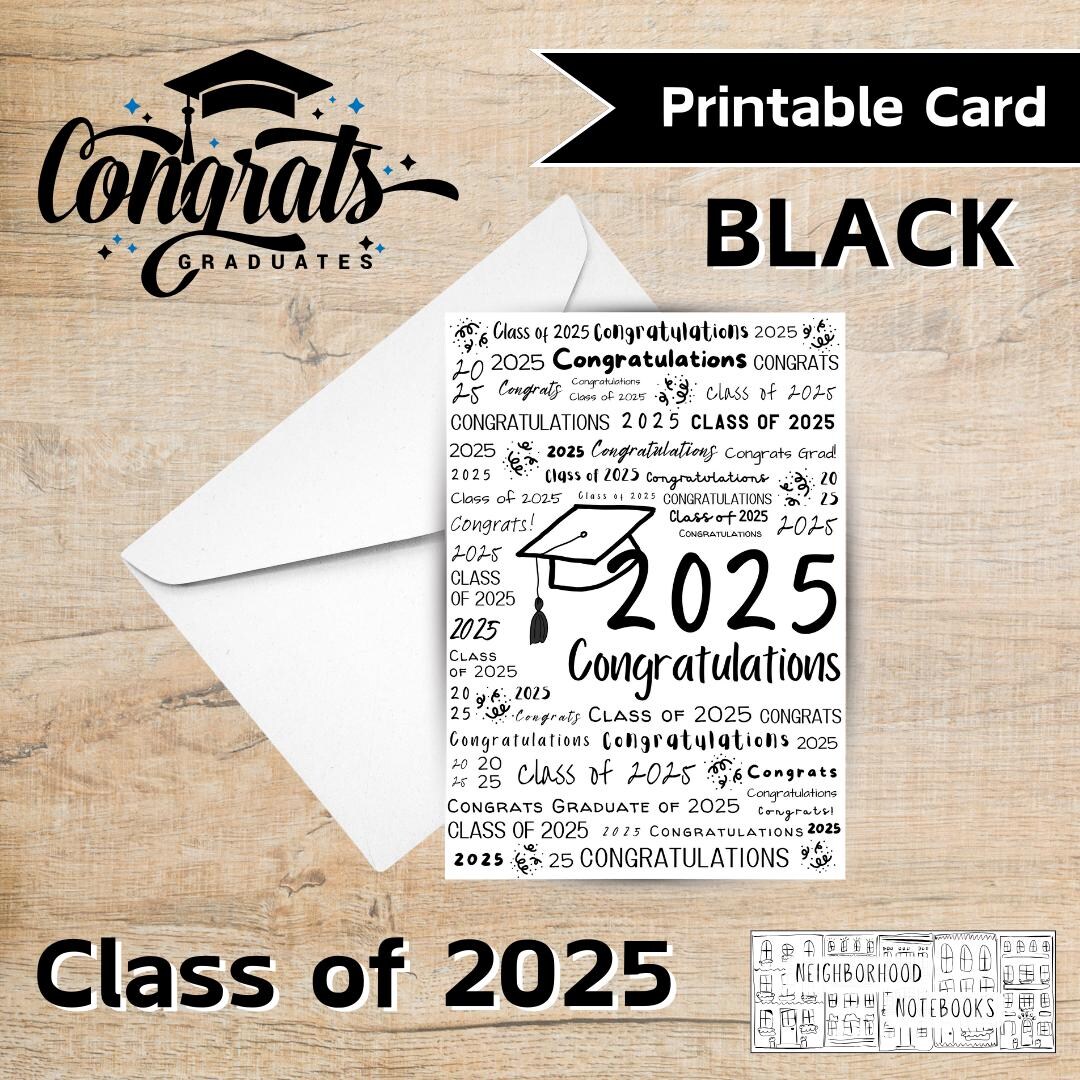 Printable Graduation Card Class of 2025 Graduation Card Print at Home ...